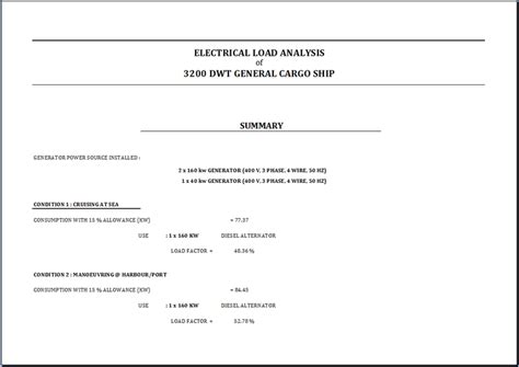 Electrical Load Analysis Report Class Approved Freelancer