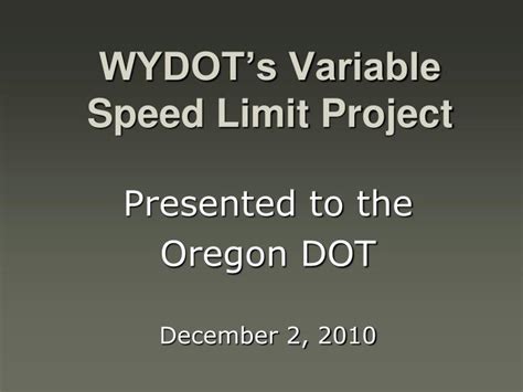 Ppt Wydots Variable Speed Limit Project Powerpoint Presentation