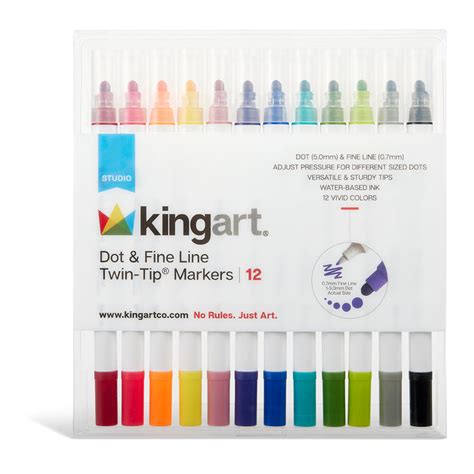 Dot And Fine Twin Tip™ Markers 12 Colors — Kingart