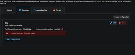 Integration Configurations To Bitbucket Fails Sonarqube Server Community Build Sonar Community