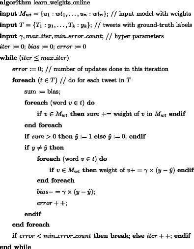 algorithm to learn weights of model words online download scientific diagram