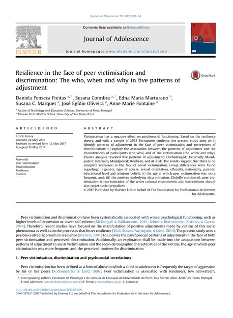 Pdf Resilience In The Face Of Peer Victimisation And Discrimination The Who When And Why In