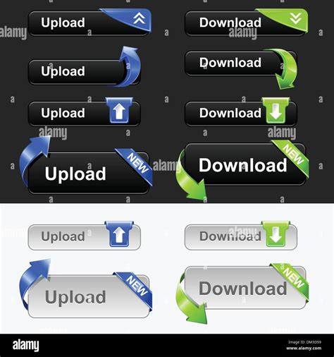 Black And Grey Web Upload Button Set Stock Vector Image Art Alamy