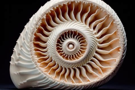 Premium Ai Image Spiral Seashell Showcasing Fibonacci Sequence Created With Generative Ai