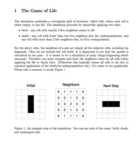 Solved 1 The Game Of Life The Simulation Maintains A Chegg