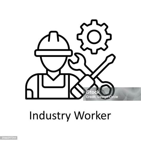산업 노동자 벡터 윤곽선 아이콘 디자인 그림입니다 흰색 배경의 제조 단위 기호 Eps 10 파일 0명에 대한 스톡 벡터 아트 및 기타 이미지 Istock