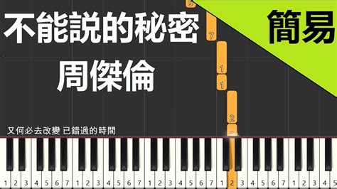 不能說的秘密 周傑倫 鋼琴教學 簡易單手版 Youtube