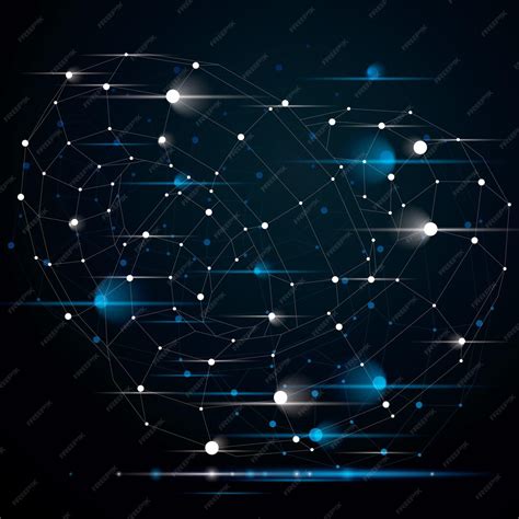 Premium Vector Abstract 3d Structure Polygonal Network Object With Flashes Grayscale Deformed