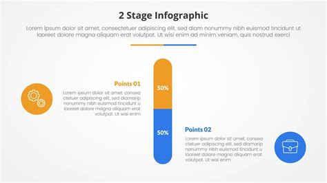 비교를 위해 2 포인트 스테이지 템플릿 반대 인포그래픽 개념 슬라이드 프레젠테이션을 위해 둥근 수직 바 퍼센트 평평한 스타일 무료 벡터