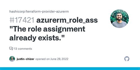 Azurermroleassignment The Role Assignment Already Exists · Issue 17421 · Hashicorp