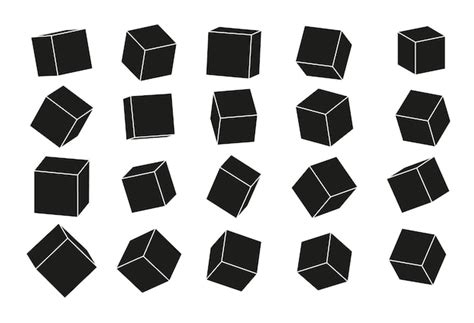 premium vector a set of cube icons with a perspective 3d cube model