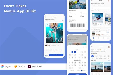 Event Ticket Mobile App Ui Kit Ui Kits And Libraries ~ Creative Market