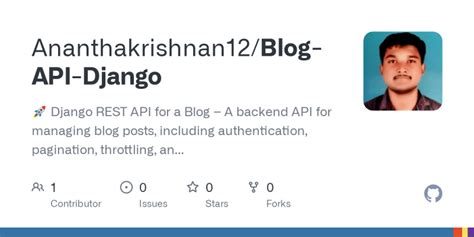 Github Ananthakrishnan12blog Api Django 🚀 Django Rest Api For A Blog Anantha Krishnan