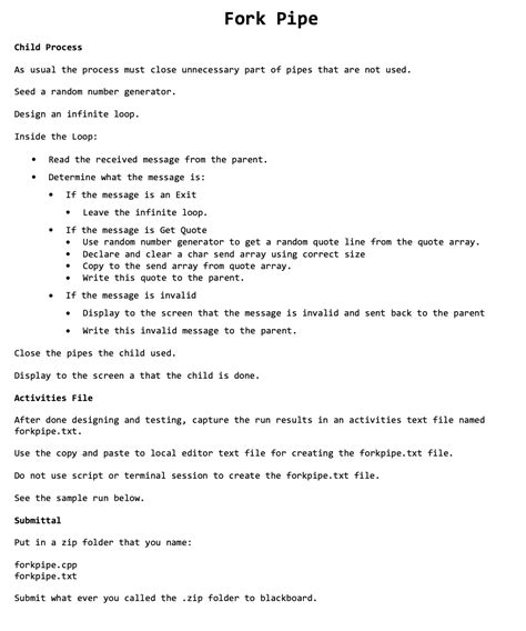Solved Fork Pipe This Assignment Gives The Programmer
