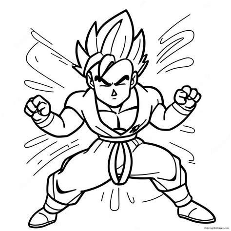 Gohan Super Saiyan 2 Action Pose Coloring Page 57473 45473