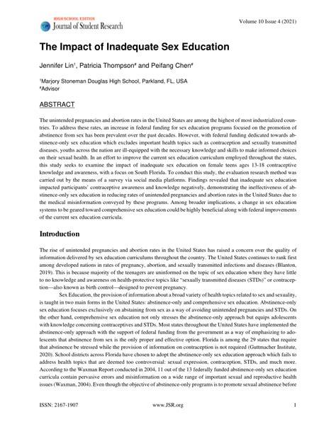Pdf The Impact Of Inadequate Sex Education Pdf The Impact Of Inadequate Sex Education