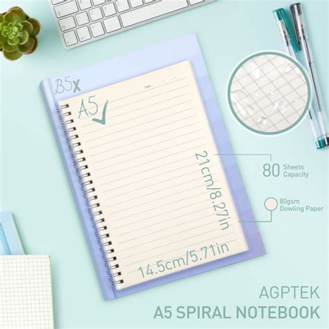 A5 Grid Notebook Spiral Set 3pcs Dot Graph Lined Grid Transparent Hardcover Notebook With 480