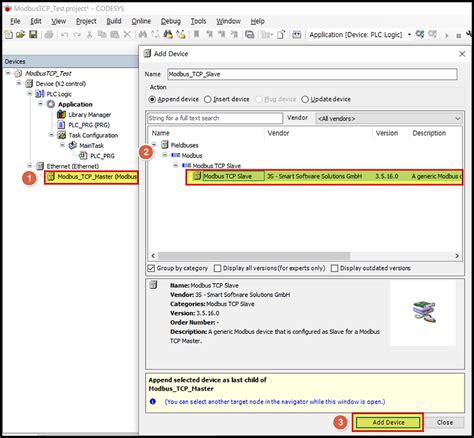 codesys modbus tcp master client 설정방법