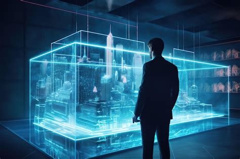 Premium Ai Image Businessman Touching Hologram Screen With Virtual Reality Metaverse