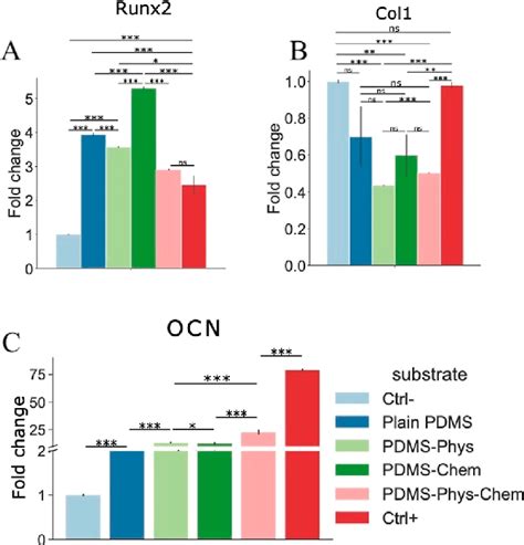 Gene Expression Of A Runx2 B Col1a1 And C Ocn In Adscs Cultured