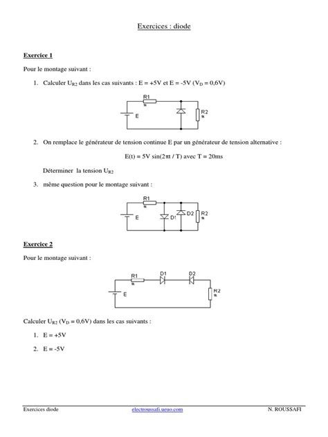 Exercices Diode Pdf Pdf
