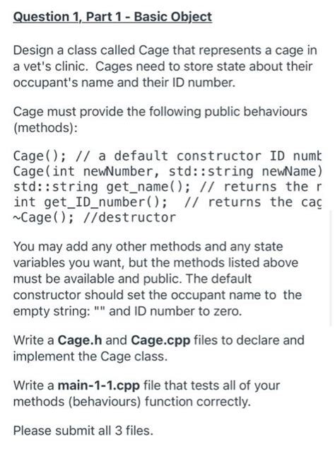 Solved Question 1 Part 1 Basic Object Design A Class