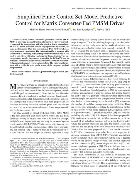 pdf simplified finite control set model predictive control for matrix