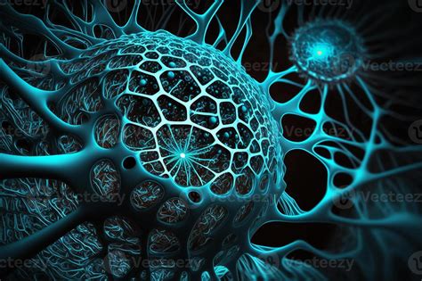 Digital Web Abstract Neural Network Cell Structure Fractal Geometry Neon Blue 22771768