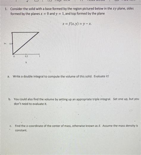 Solved Consider The Solid With A Base Formed By The Chegg Com