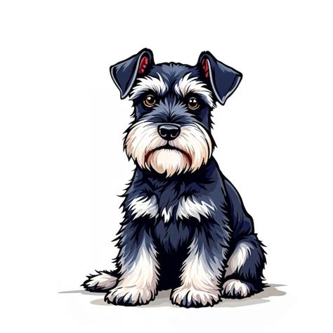 Миниатюрная собака шнауцер векторная мультфильмная иллюстрация белый фон Премиум Ai