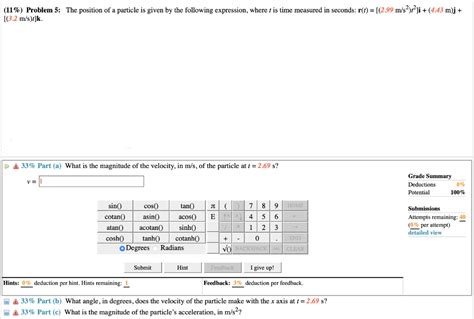 solved 11 problem 5 the position of a particle is given