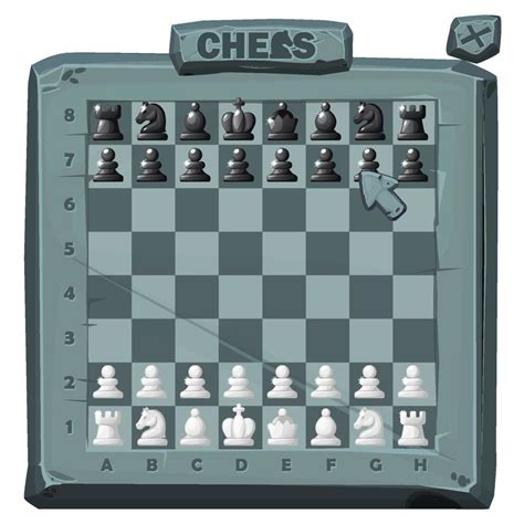 Stone Chess Board And Set Chess Figures For 2d Game Ui Chess Strategy Application Ui Ux Vector