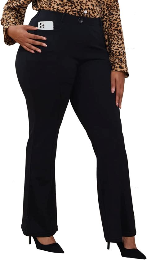 Dgd Wrinkle Free Stretch Dress Pants Plus Size For Women Pull On Pant