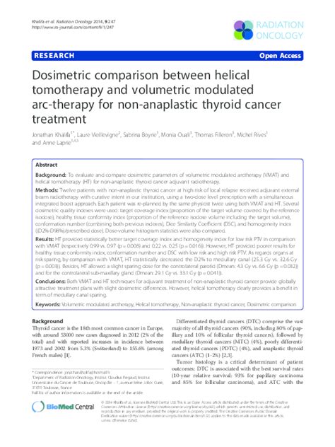 Pdf Dosimetric Comparison Between Helical Tomotherapy And Volumetric Modulated Arc Therapy For