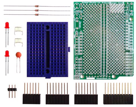 Through Hole Prototyping Shield For Arduino Uno With Components And Free Breadboard From Schmart