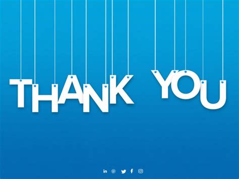 Hanging Letters Thank You Slide On Blue Gradient Powerpoint Template Simple Powerpoint