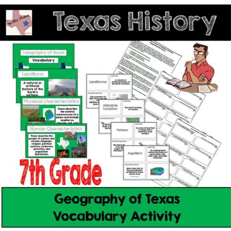Texas Geography Vocabulary Activity Texas History Classful