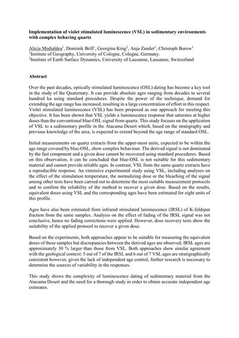 Pdf Implementation Of Violet Stimulated Luminescence Vsl In