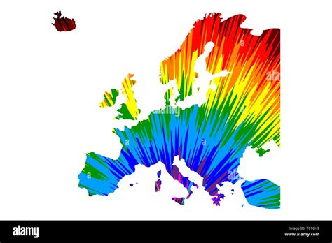 Europe Continent Map Is Designed Rainbow Abstract Colorful Pattern Europe Map Made Of Color