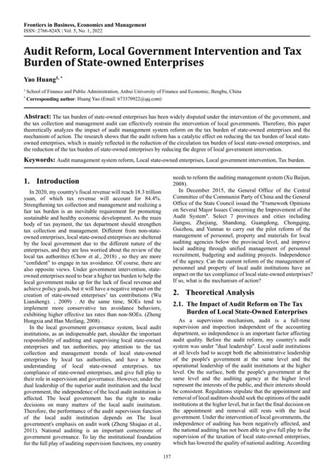 Pdf Audit Reform Local Government Intervention And Tax Burden Of