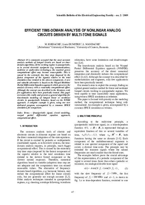 Pdf Efficient Time Domain Analysis Of Nonlinear Analog Circuits Driven By Multi Tone Signals