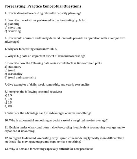 Solved Forecasting Practice Conceptual Questions How Is Chegg Com