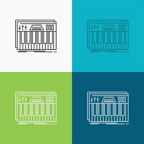 Controller Keyboard Keys Midi Sound Icon Over Various Background Line Style Design