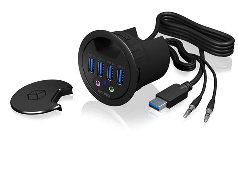 Icy Box 4 Port Usb 3 0 In Desk Hub Usb Hub