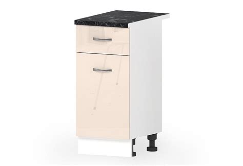 Долен кухненски шкаф с 1 чекмедже 1 врата и рафт Алис B4 40 см крем гланц • Модулна кухня Алис