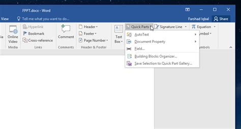 How To Insert Custom Quick Parts In Word