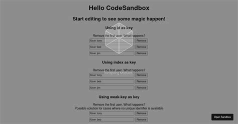 Index As Keys Vs Unique Identifiers Codesandbox
