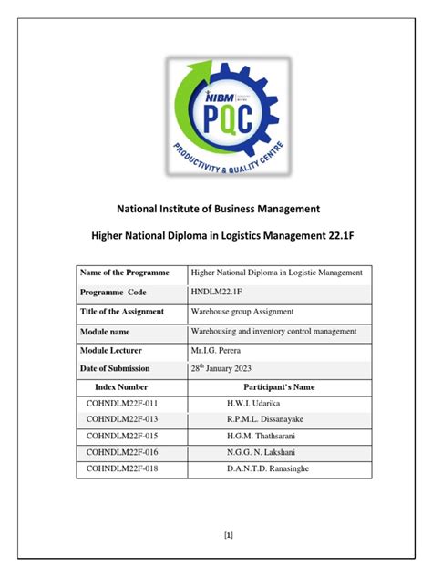 Warehouse Assignment 2 Pdf Supply Chain Warehouse