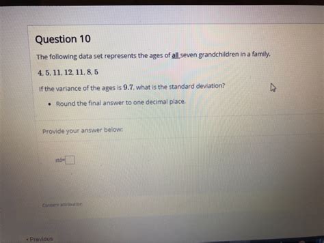Solved Question 10 The Following Data Set Represents The