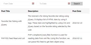 PHP MySQL Date Range Search With JQuery DatePicker Phppot